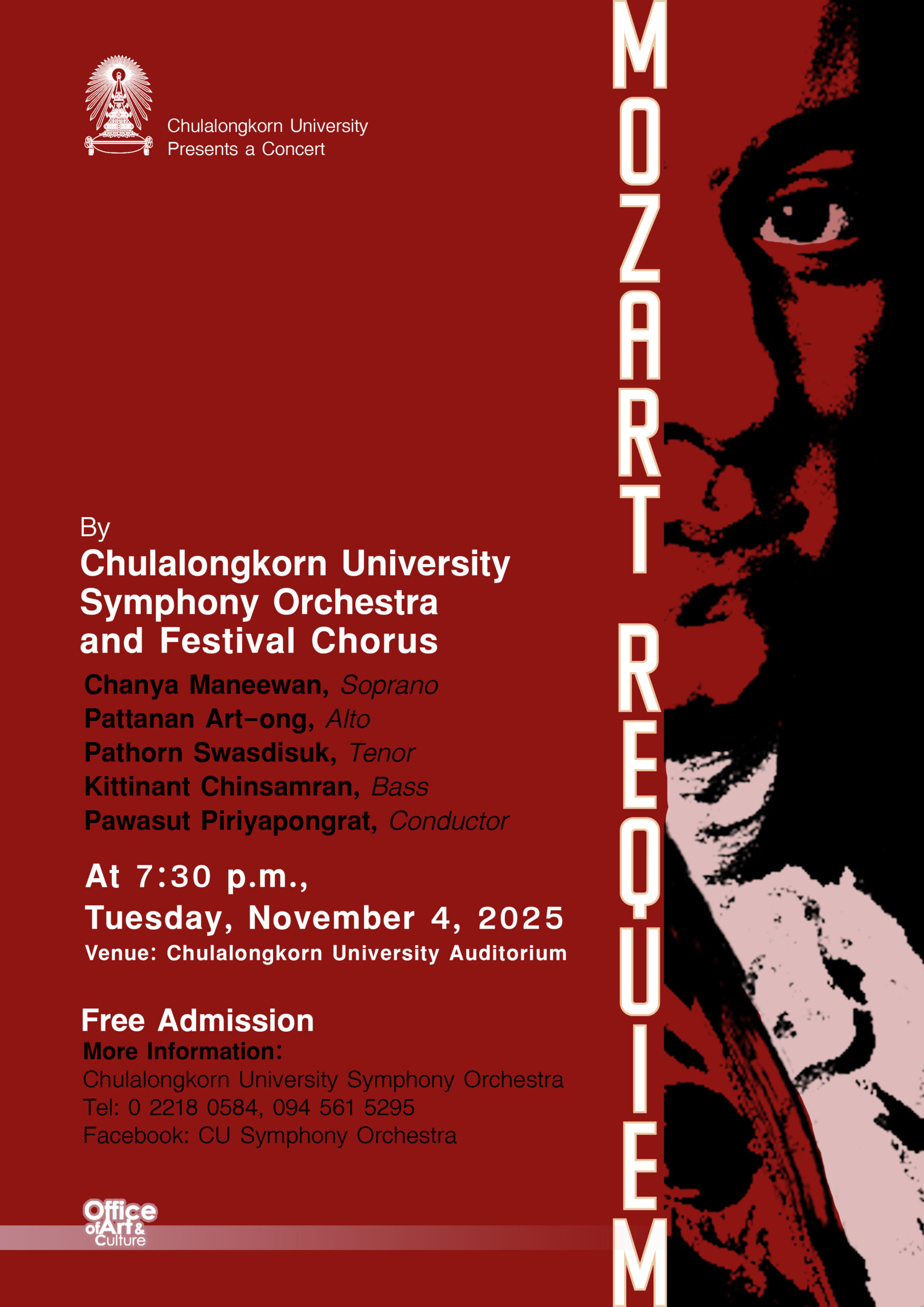 Concert "Mozart Requiem"By Chulalongkorn University Symphony Orchestra ...